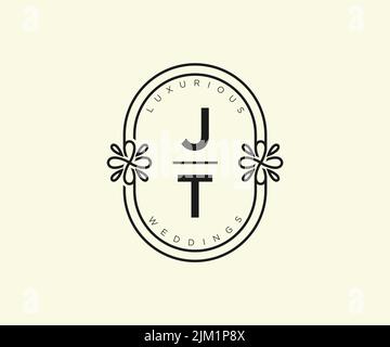 Letter JT wedding monogram logo design ideas vector graphic Stock ...