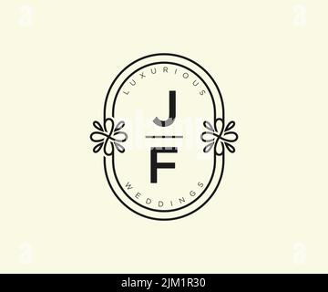 JF Initials letter Wedding monogram logos template, hand drawn modern ...