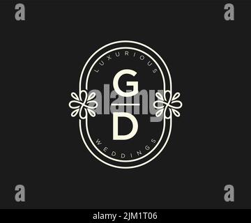 GD Initials letter Wedding monogram logos template, hand drawn modern ...