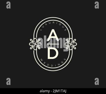 AD Initials letter Wedding monogram logos template, hand drawn modern ...