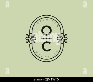 OC Initials letter Wedding monogram logos template, hand drawn modern ...