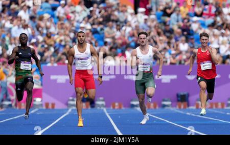 Adam Gemili, Joe Chadwick and Zachary Saunders competing in the men’s ...
