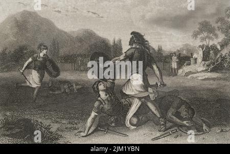 Fight between the Horatii and the Curiatii. Engraving. "Historia ...