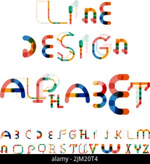 Minimal line segments design alphabet, font, typeface isolated on white ...