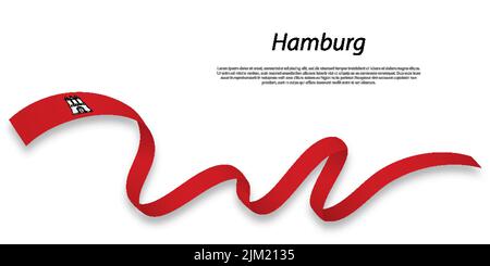 Wave flag of Hamburg is a state of Germany. Banner or ribbon vector ...