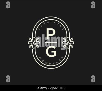 PG Initials letter Wedding monogram logos template, hand drawn modern ...