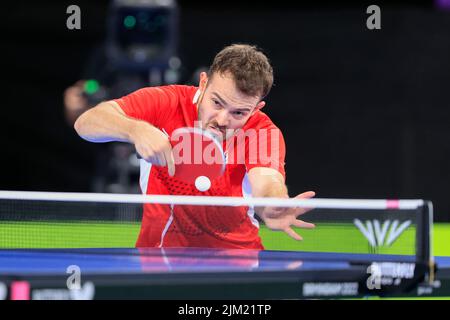 Sam Walker of England serves to Callum Evans of Wales Stock Photo - Alamy