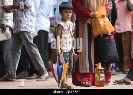 Overcrowding of people at the TCB biponon kendra [food sell center] in ...