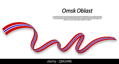 waving flag of Omsk Oblast is a region of Russia on transparent ...