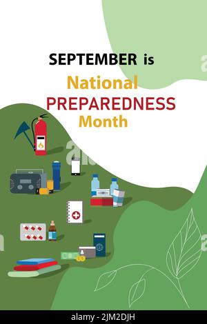 September is National Preparedness month, Vector illustration with ...