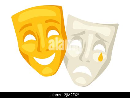 Illustration of comedy mask. Traditional theatre symbol. Image for ...