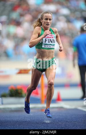 Michelle Finn running in the 3000m hurdles at the European Athletics ...