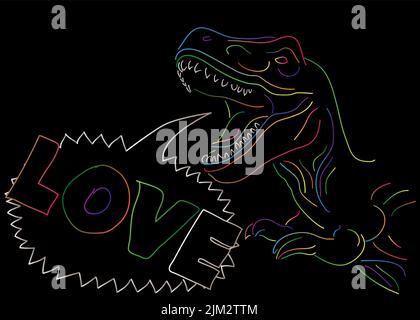 Dinosaur with speech bubble saying Love word. Tyrannosaurus Rex with ...