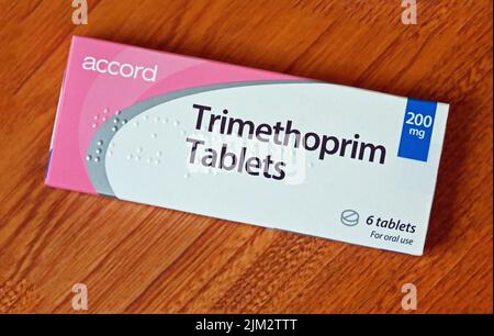 Photograph of Pack of Trimethoprim Tablets. 200mg. Accord. 6 tablets ...