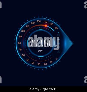 Futuristic car speedometer digital gauge neon dial. Automobile ...