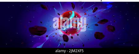 Vector illustration of exploding sphere. Flying fragments. Per-frame ...
