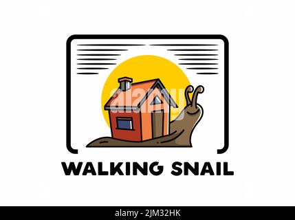 Illustration design of a walking snail and house Stock Vector Image ...