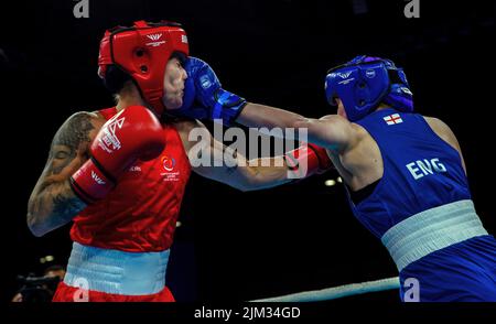 Isle of Mann's Jade Burden and England's Gemma Paige (blue) Richardson in the Women's Light (57 ...