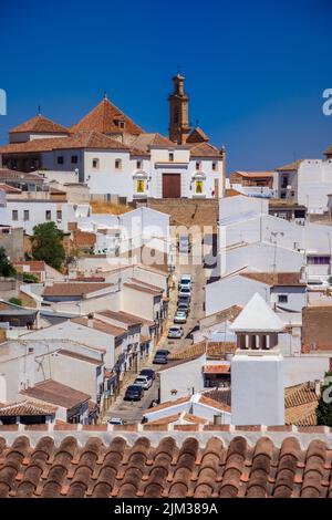 Ancient castle in Antequera town in Spain, overlooking a town with ...
