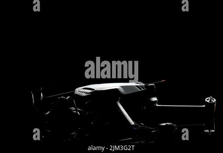 Drone DJI Mavic 3 after crashed on a black background. Drone after ...
