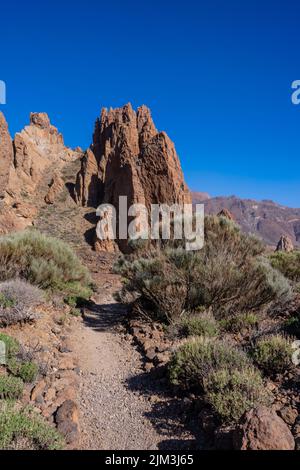 Mount Teide and the Cathedral rocks on the Llano de Ucanco in the Las ...
