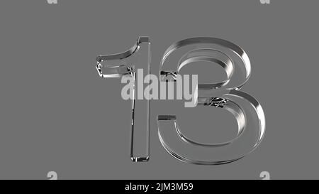 13 number gold silver 3d glass crystal anniversary render illustration ...