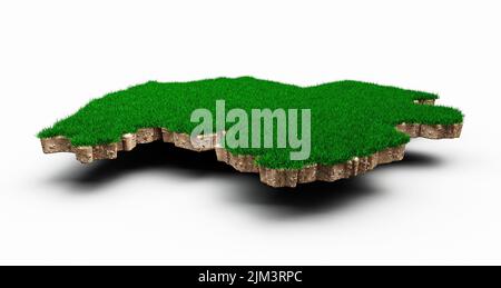 A 3d illustration of the Gabon map with soil land geology cross section ...