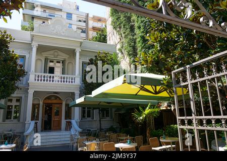 Cafe in the old Themeli Villa, also known as evi Modiano Villa and ...