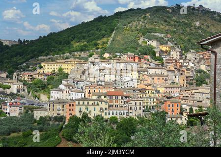 An aerial view of Arpino - a small village in the province of Frosinone ...