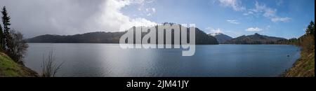 The panoramic view of Mount Rainier foothills flatland. Washington ...