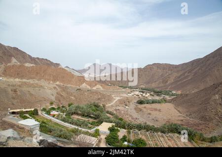 desert path with mountains and valleys dry out of focus with grain ...