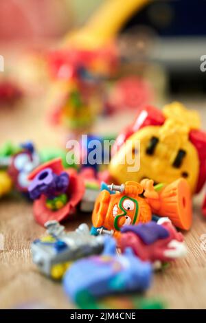 A vertical shot of a collection of Magicbox brand Super Things toy ...