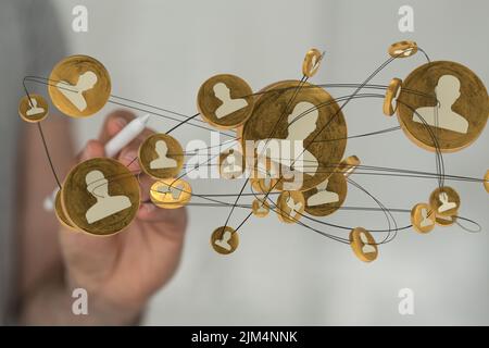 a shot of man pointing at communication symbols Stock Photo - Alamy