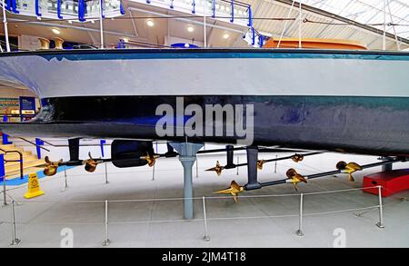 The worlds first turbine driven ship Turbinia launched 1894 shown at ...