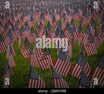 A beautiful view of american flags placed in remembrance of fallen ...