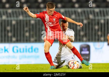 BELGRADE, SERBIA - AUGUST 4: Daan Rots of FC Twente is celebrating his ...