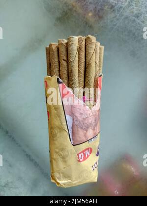 Open Beedi packet. Beedi is a cheap smoking product in India Stock ...