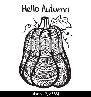 Pumpkin mandala. Coloring page for adult and kids Stock Vector Image ...