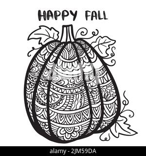 Pumpkin mandala. Coloring page for adult and kids Stock Vector Image ...