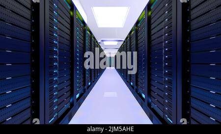 A 3D rendering of multiple computer racks in the server room Stock ...