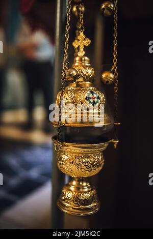 Antique censer object in the interior of the famous religious building.Church of Saint Mary ...