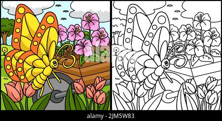 Butterfly Coloring Page Colored Illustration Stock Vector Image & Art ...