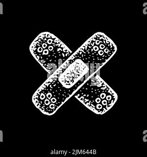 Adhesive Plaster Dotwork. Vector Illustration of Hand Drawn Objects ...