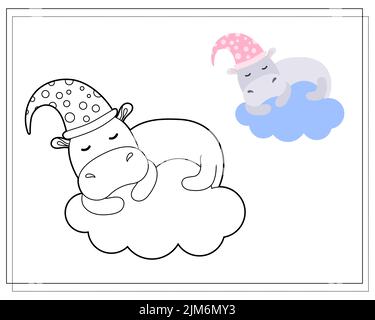 Hippo cartoon design, Animal happy birthday celebration decoration and ...