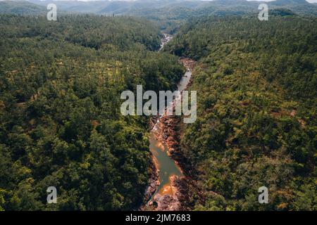 An aerial view of Big Rock Falls in Mountain Pine Ridge, Cayo District ...