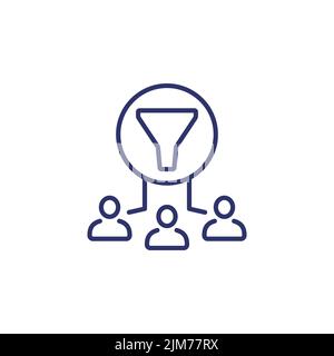 data filtering line icon, outline symbol, vector illustration, concept ...