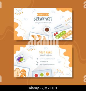 Breakfasts Card Horizontal Template Flat Cartoon Background Vector ...