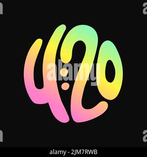 420 circle quote,text logo. Vector hand drawn lettering cartoon ...