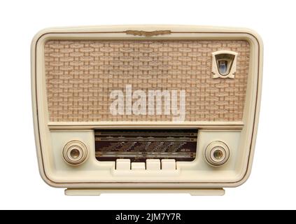 Vintage shortwave radio dial with push buttons Stock Photo - Alamy