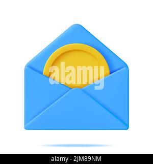 3D Opened Envelope with Gold Coin Inside Stock Vector Image & Art - Alamy